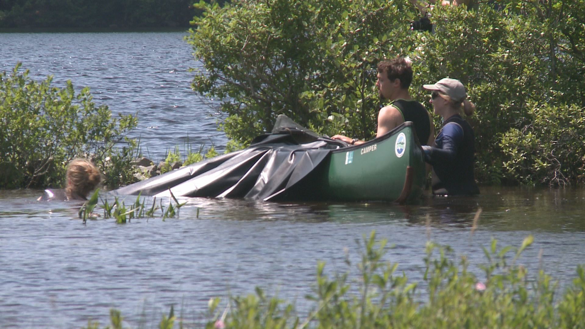 Group hopes pond liner smothers invasive plant in Damariscotta Lake ...