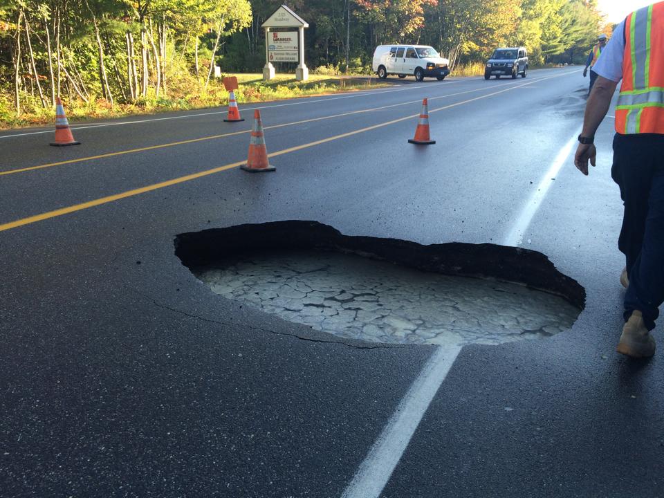 Sinkhole forms on Broadway in SoPo | newscentermaine.com