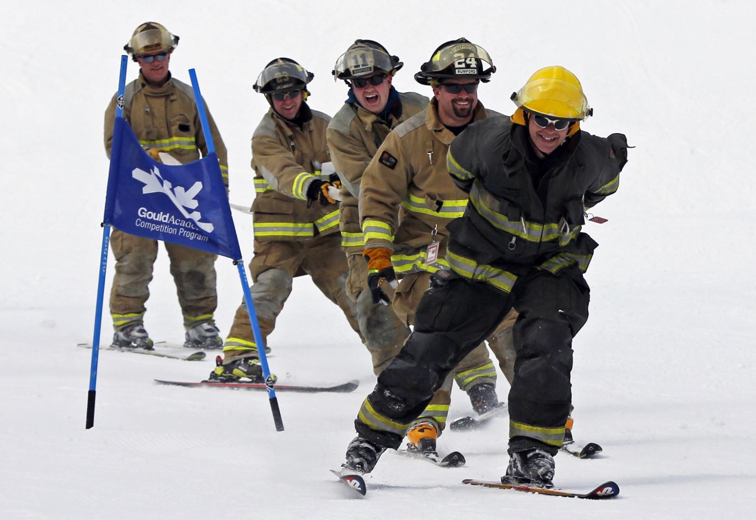 Firefighters hit the ski slopes in full gear, and with hoses ...